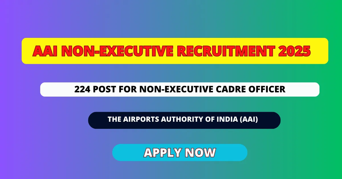 AAI Recruitment 2025, Apply Online 224 Post, Non-Executive Vacancies